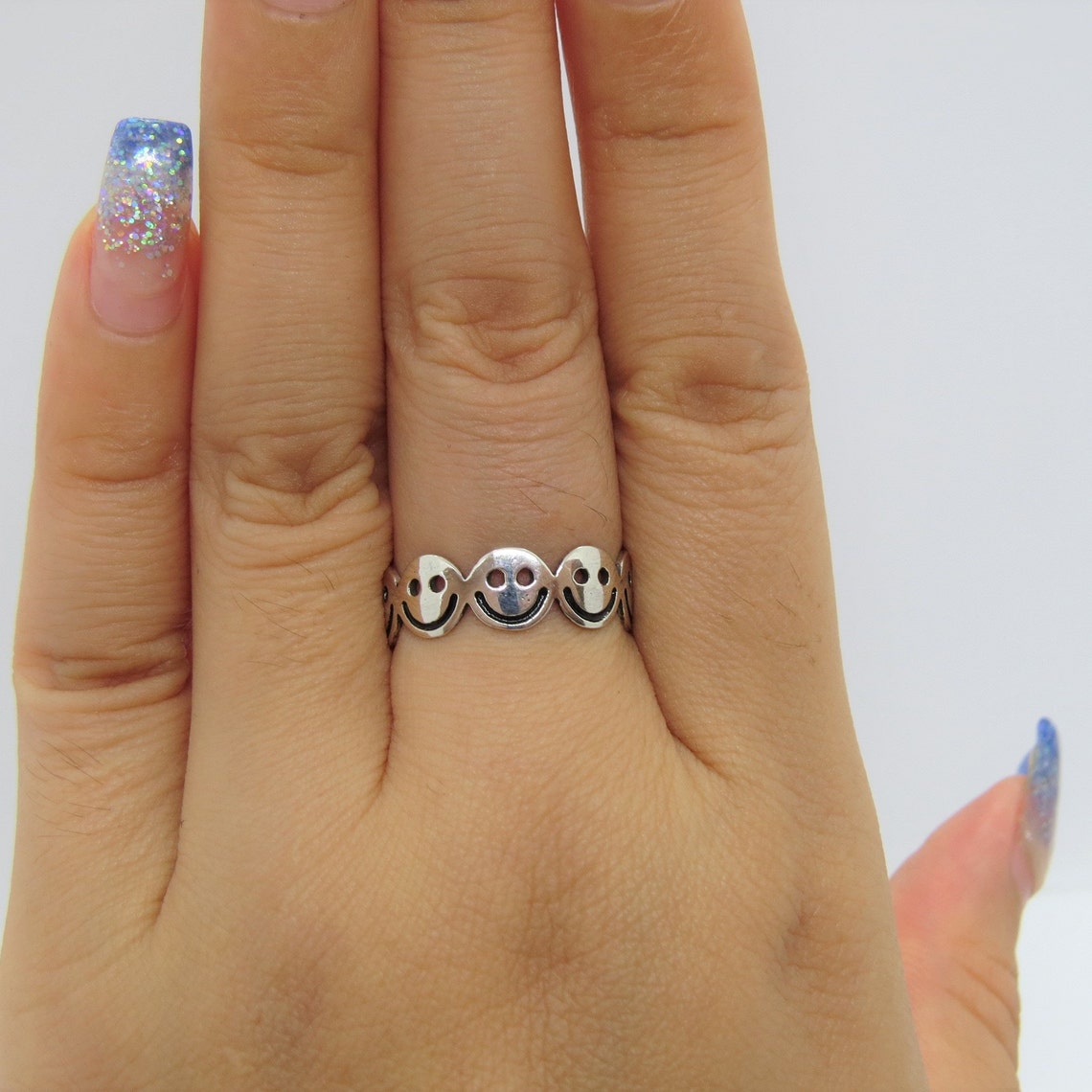 Sterling Silver Face Smiley Band Ring Size 7 - Etsy