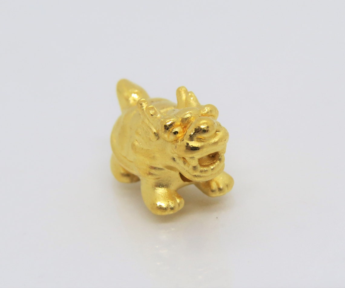 Vintage Pure 24K 9999 Gold Dragon Turtle Charm Bead Pendant - Etsy