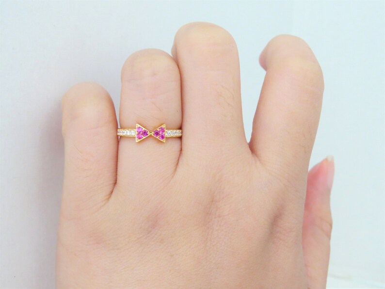 Vintage 18K Solid Gold Ruby & White Topaz Triangle Ribbon Bow | Etsy