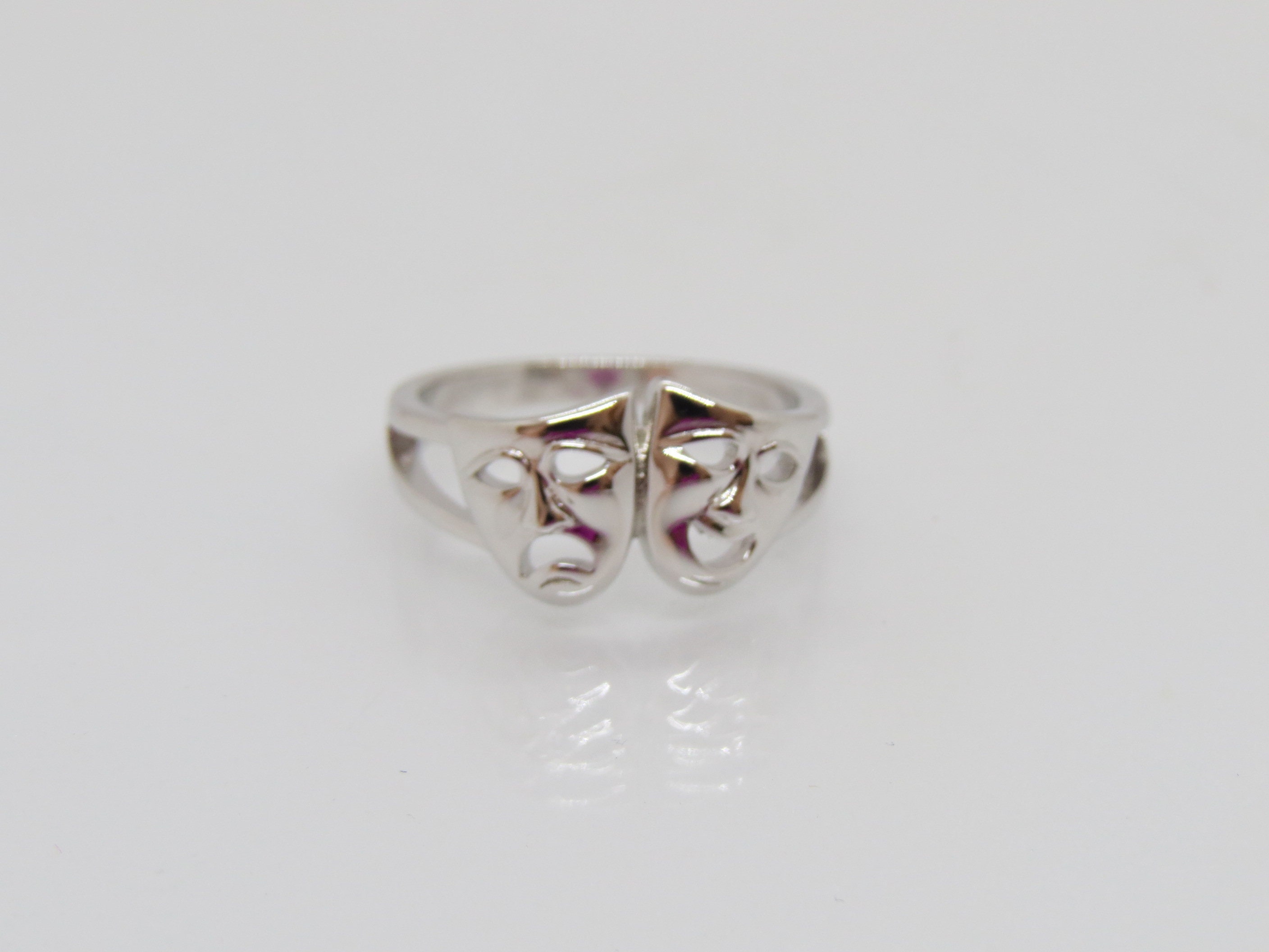 Vintage Sterling Silver Happy Sad Band Ring Size 4 - Etsy