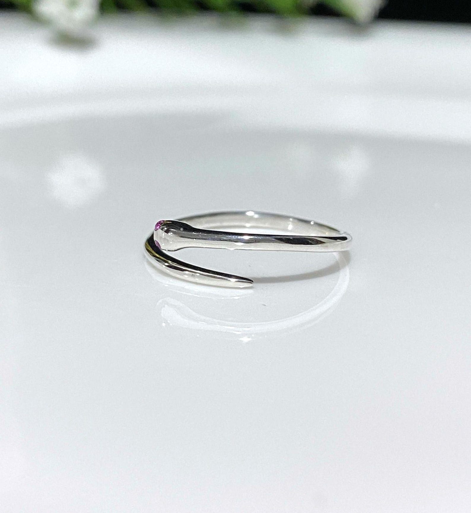 Vintage Sterling Silver Ruby Snake Ring Size 5,6,8,9 - Etsy