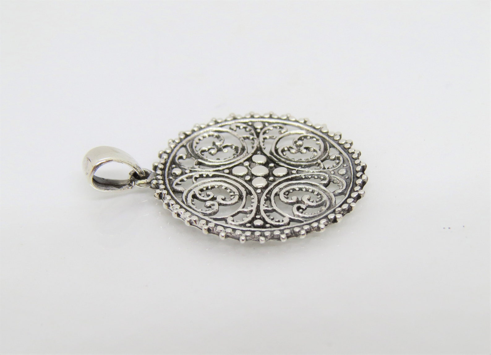 Vintage Bali Sterling Silver Filigree Charm Pendant - Etsy