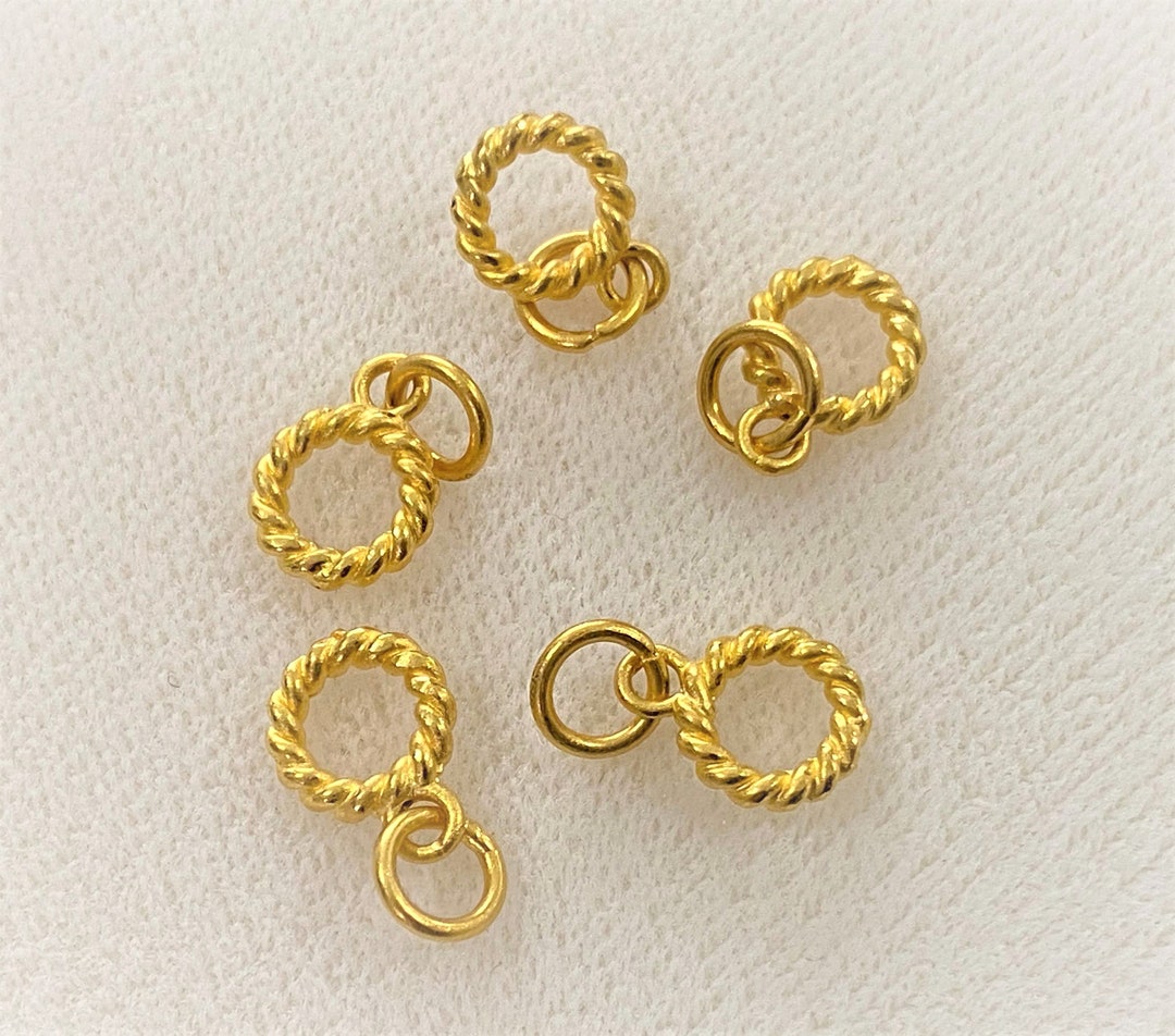 Vintage 24K 9999 Pure Gold Circle Tiny Charm Pendant Make for Charm ...