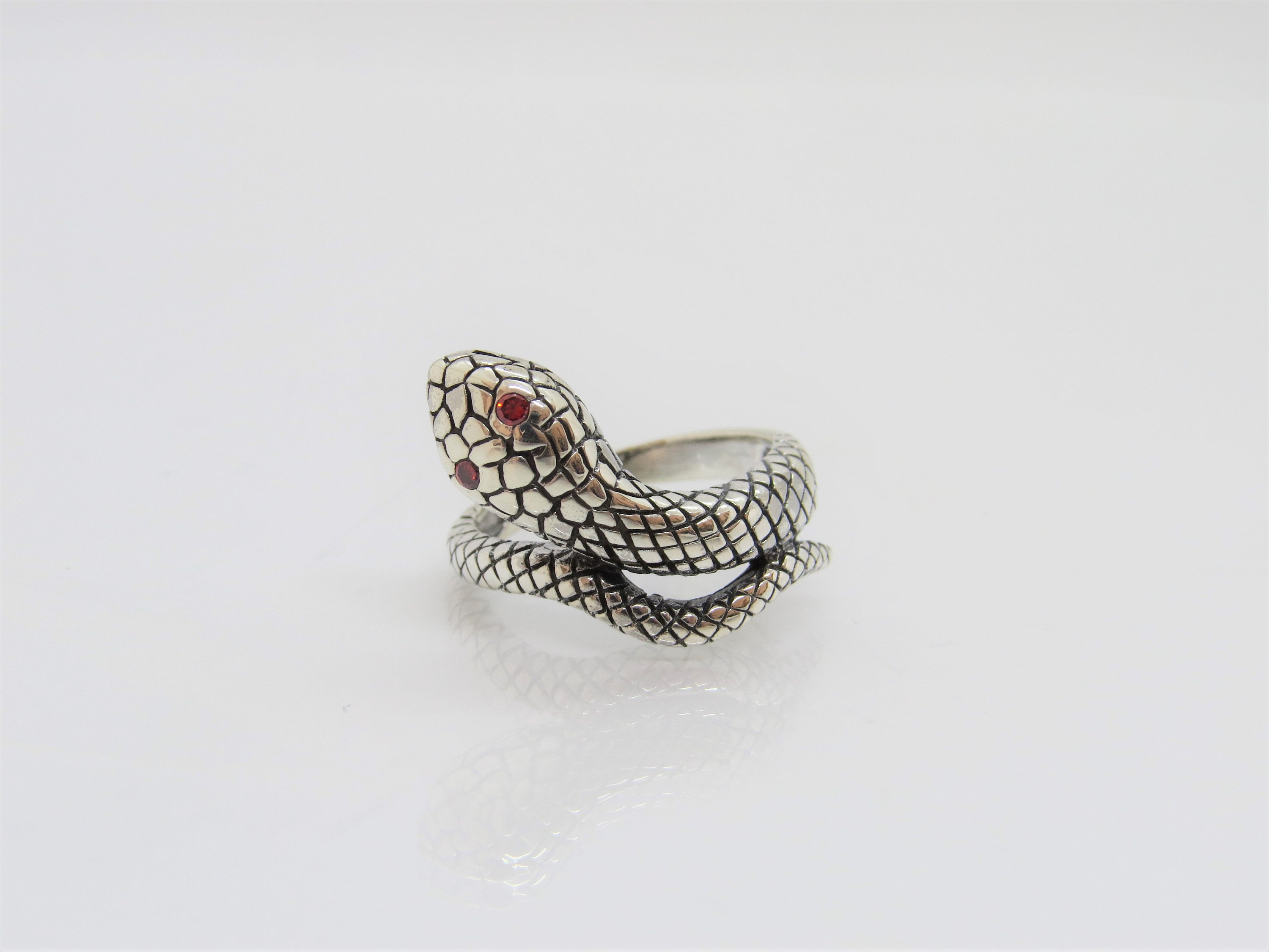 Vintage Sterling Silver Garnet Snake Ring Size 11 - Etsy