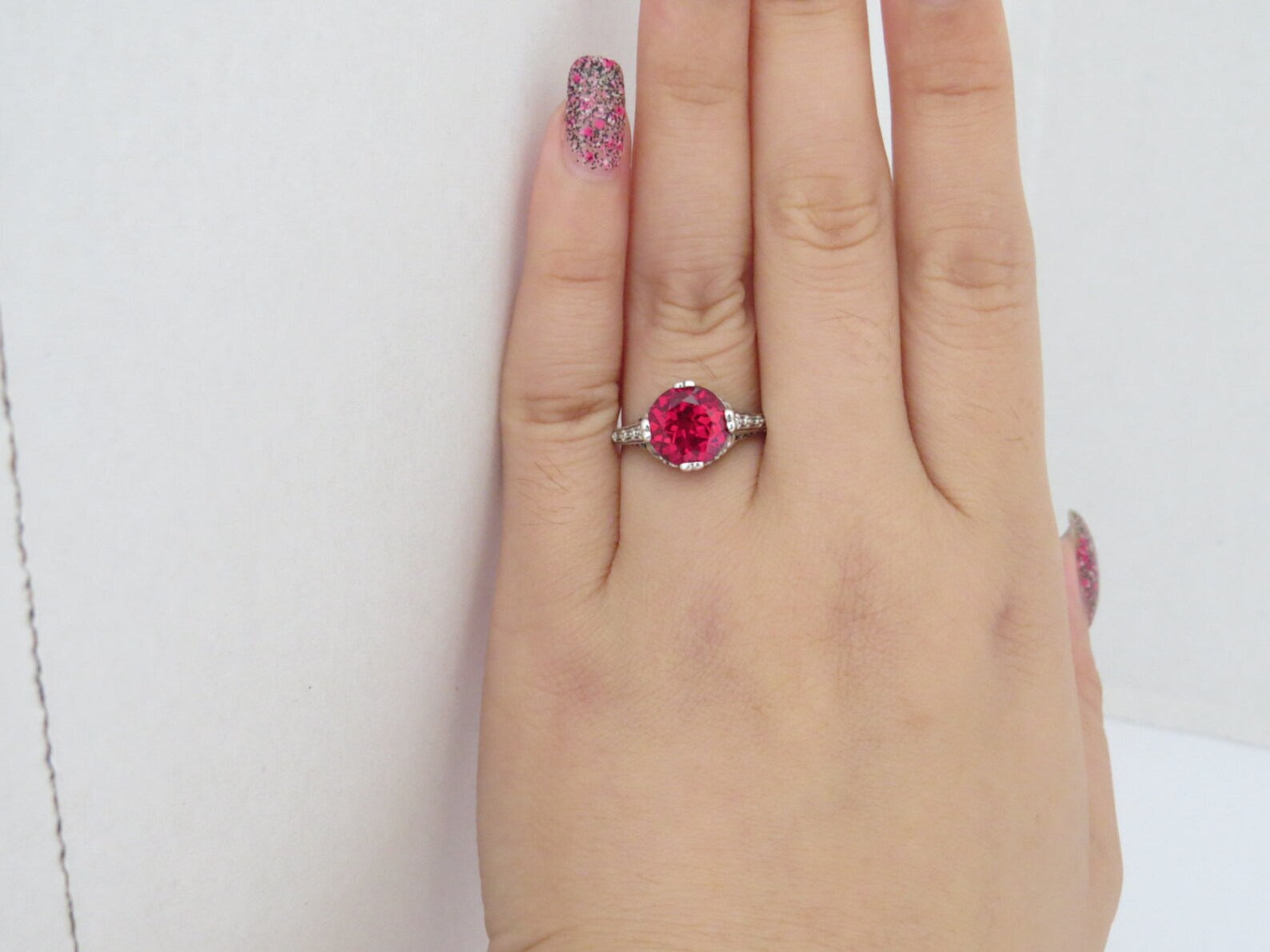 Vintage Sterling Silver Red Ruby Flower Filigree Ring Size 7 | Etsy