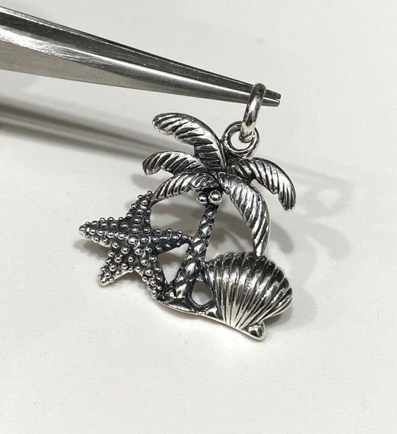 Vintage Sterling Silver Palm Tree, Starfish, Shell Pe… - Gem