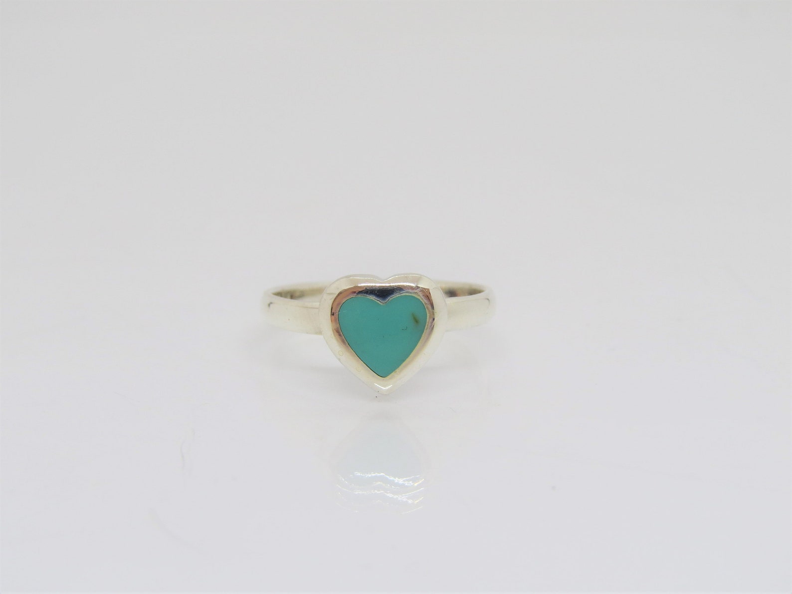 Vintage Sterling Silver Turquoise Heart Ring Size 8 - Etsy