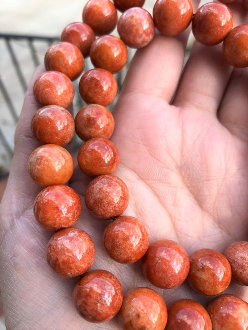 Vintage Translucent Orange Red Jadeite Jade Necklace - Etsy