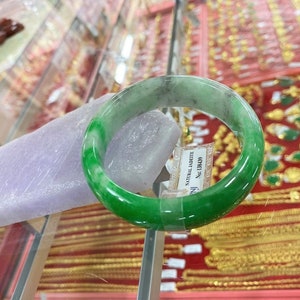 Translucent Natural Green Grey Jadeite Jade Vintage Bangle | Etsy