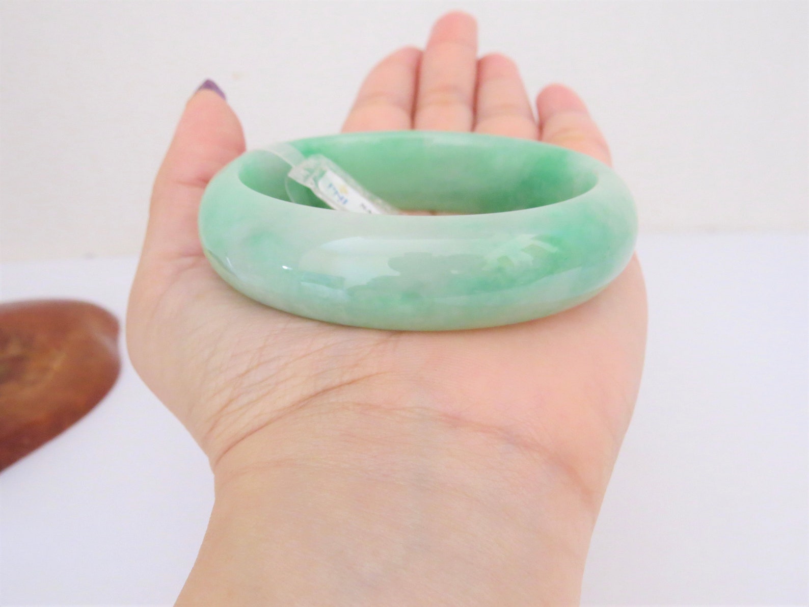 Translucent Natural Green White Jadeite Jade Vintage Bangle - Etsy
