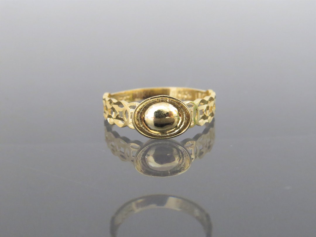 Vintage 18K Solid Yellow Gold Diamond Cut Money Coin Band Ring Size 7 ...