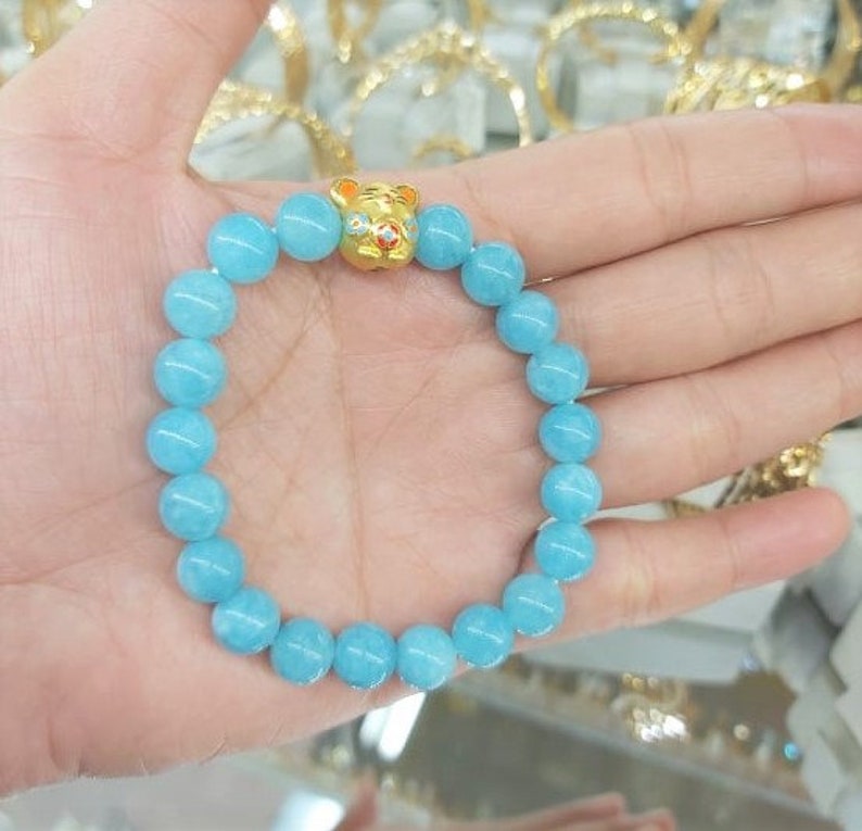 Vintage 24K 9999 Yellow Gold Enamel Cat With Blue Aquamarine | Etsy