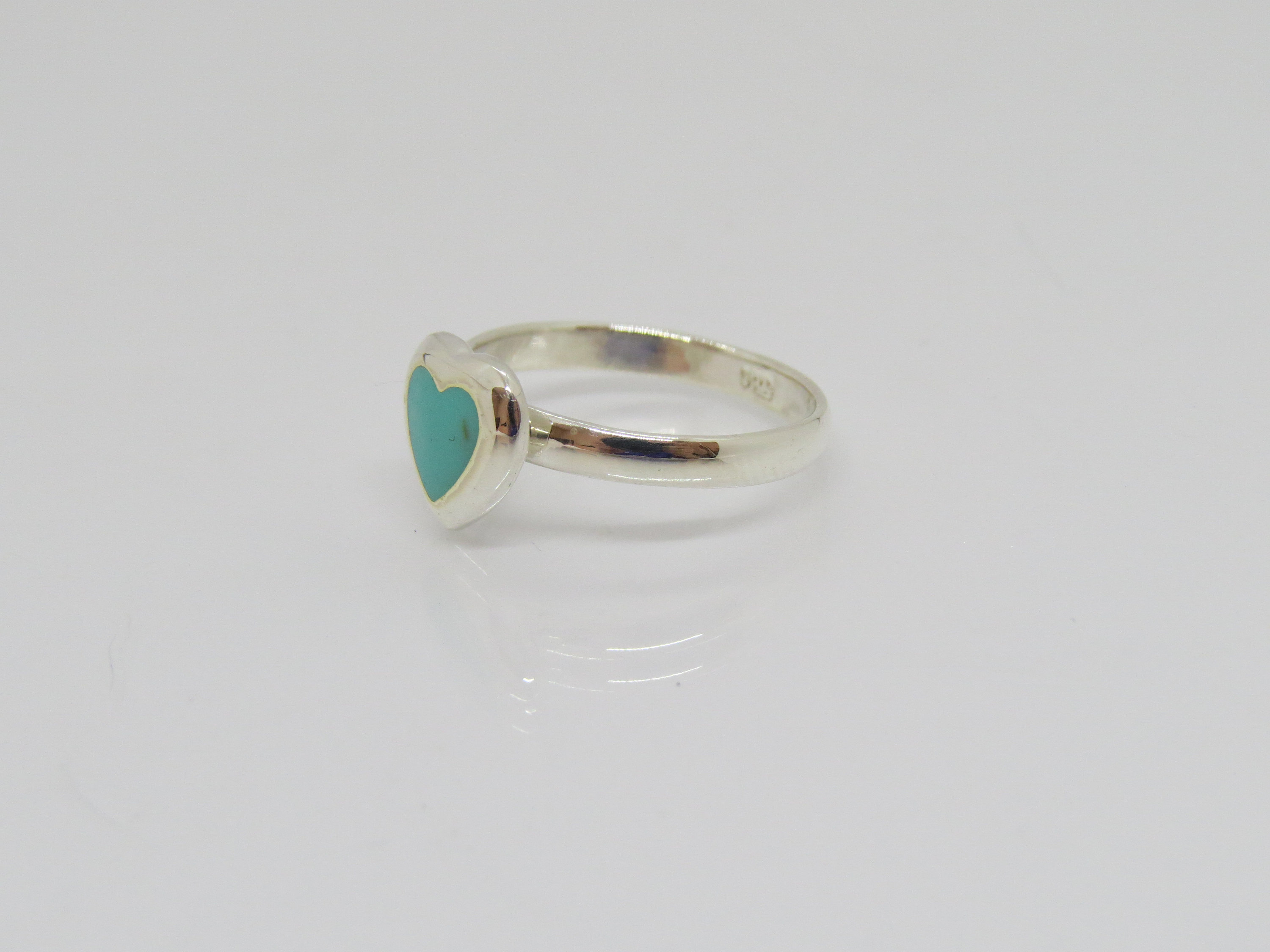 Vintage Sterling Silver Turquoise Heart Ring Size 8 - Etsy