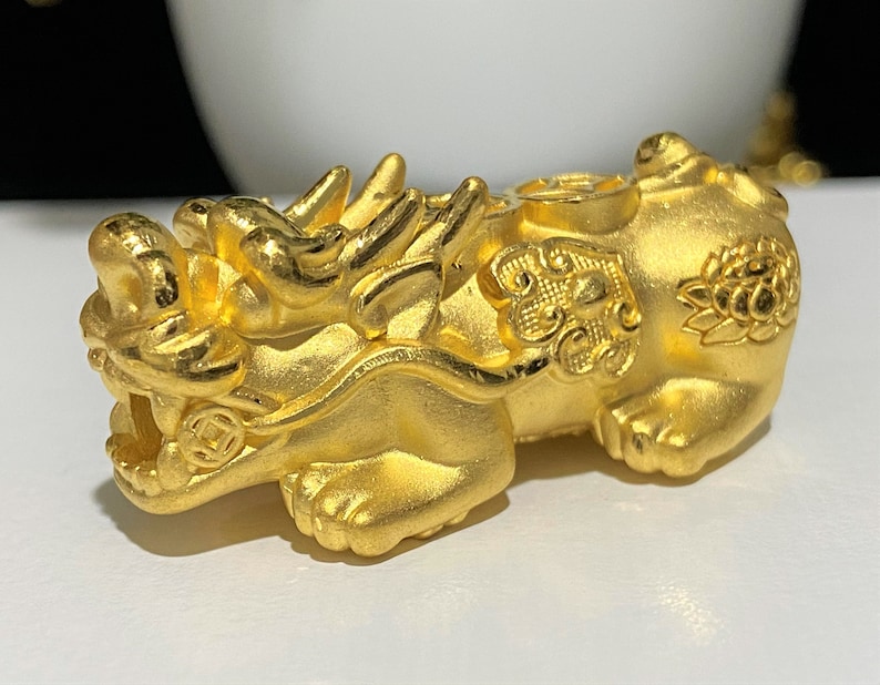24K 999 Pure Gold Pixiu Dragon Charm Pendant Make for - Etsy