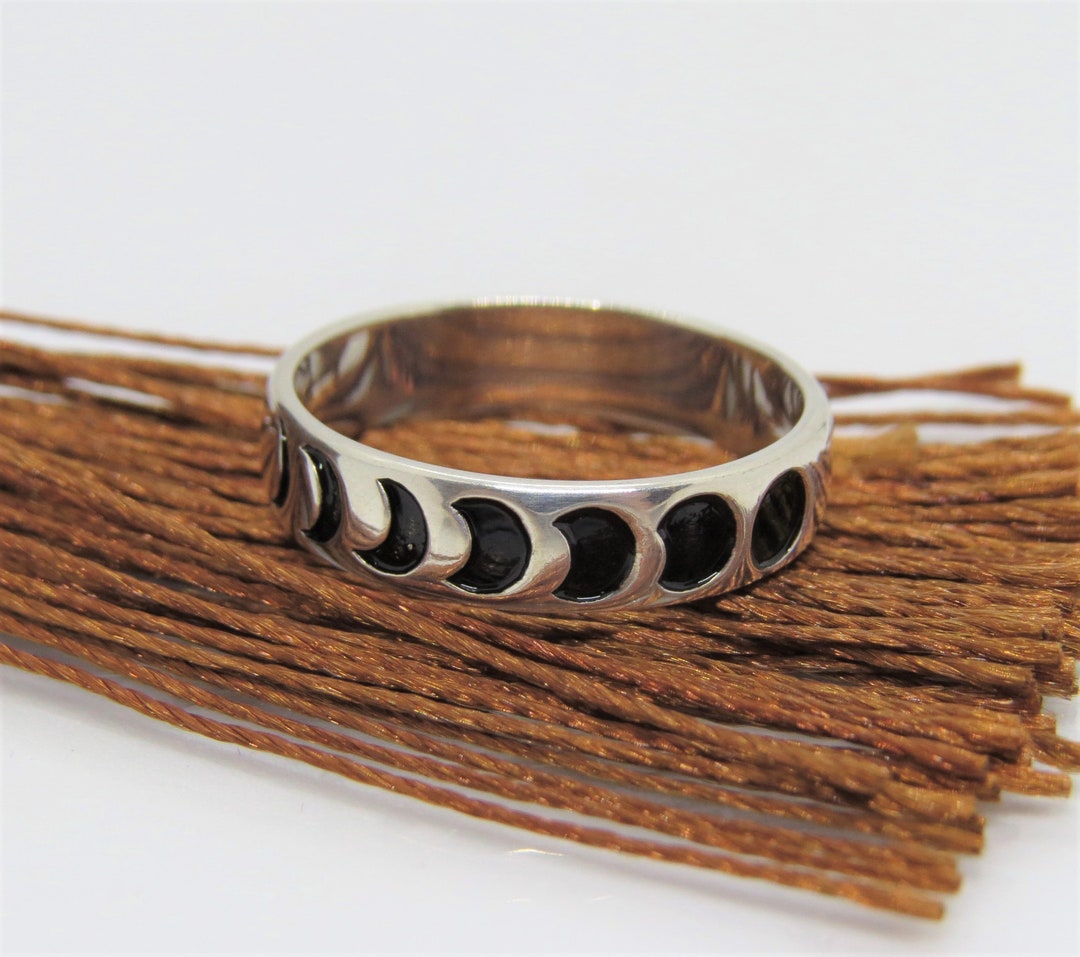 Vintage Sterling Silver Moon Phases Band Ring Size 7 - Etsy