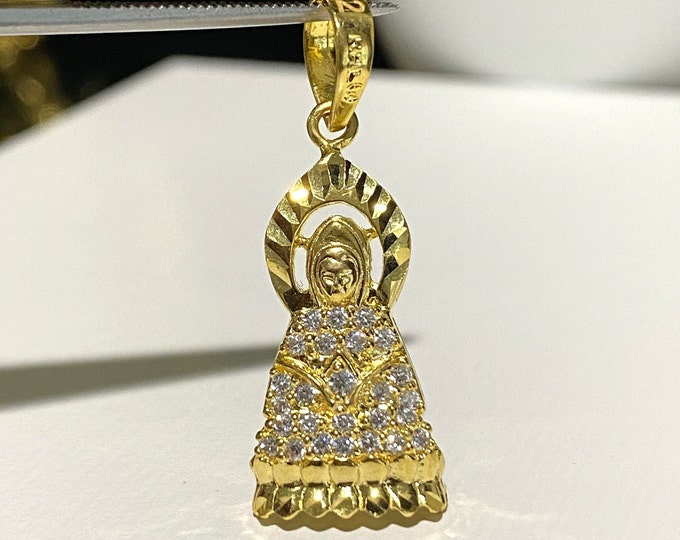 Vintage 18K Solid Gold White Topaz Kwan Yin Buddha Pendant. Phat Ba ...
