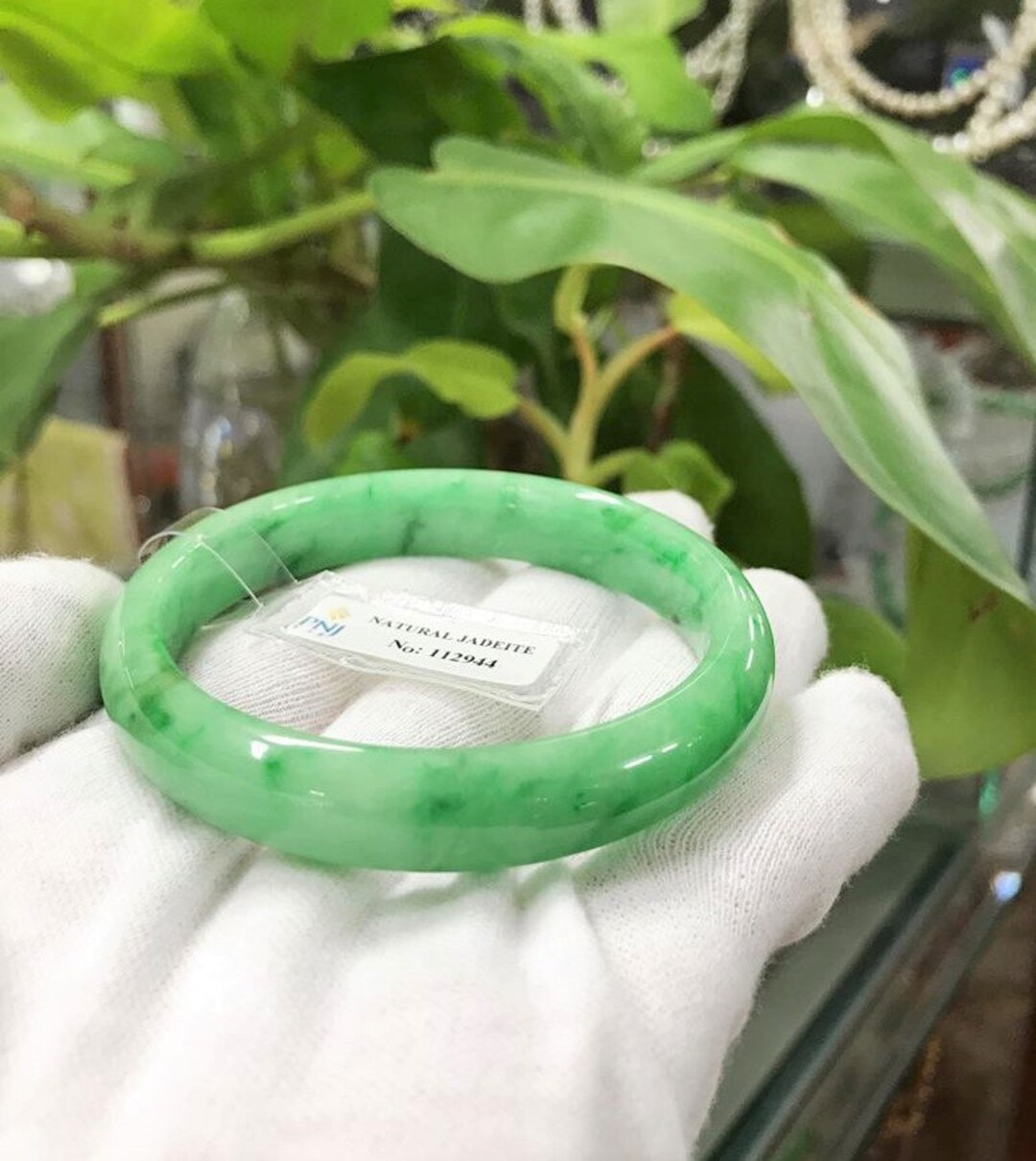 Vintage Translucent Natural Green Jade Jadeite Bangle Bracelet 56.03MM ...