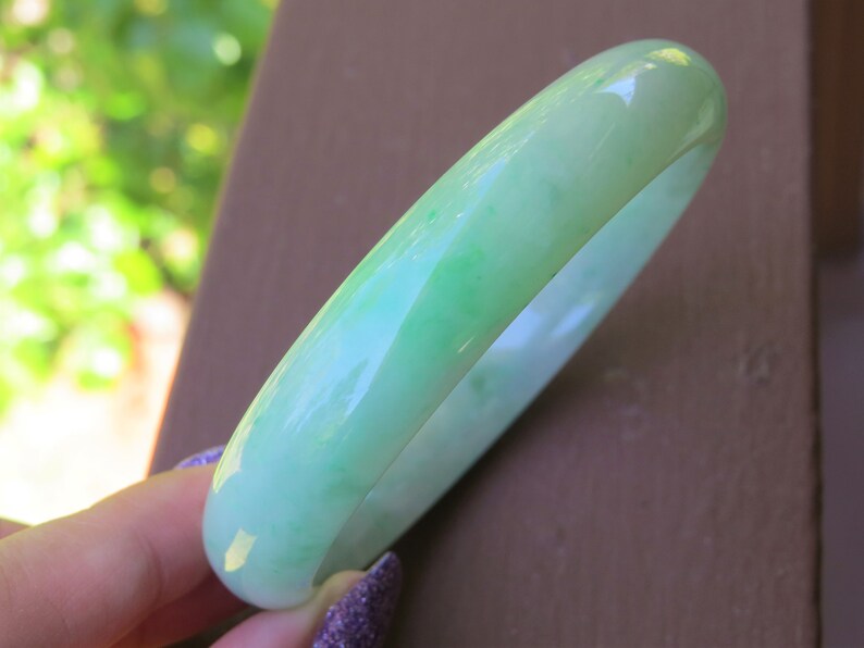 Vintage Translucent Natural Green Jadeite Jade Bangle Bracelet | Etsy
