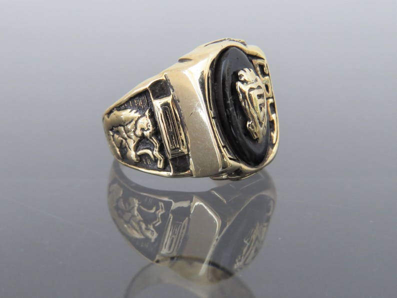 Vintage 10K Solid Yellow Gold Black Onyx 1965 Class Ring - Etsy