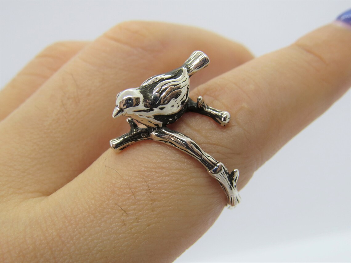 Vintage Sterling Silver Bird Carved Band Ring Size 7 | Etsy