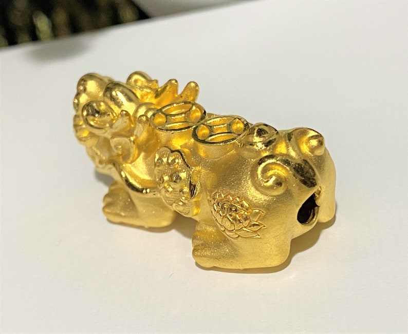 24K 999 Pure Gold Pixiu Dragon Charm Pendant Make for - Etsy