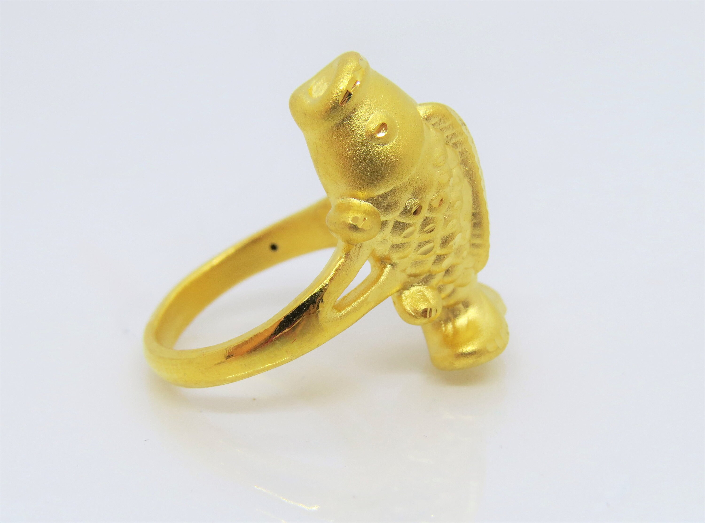 24K 9999 Pure Gold 3D Fish Goldfish Luck Vintage Ring Size 7 | Etsy