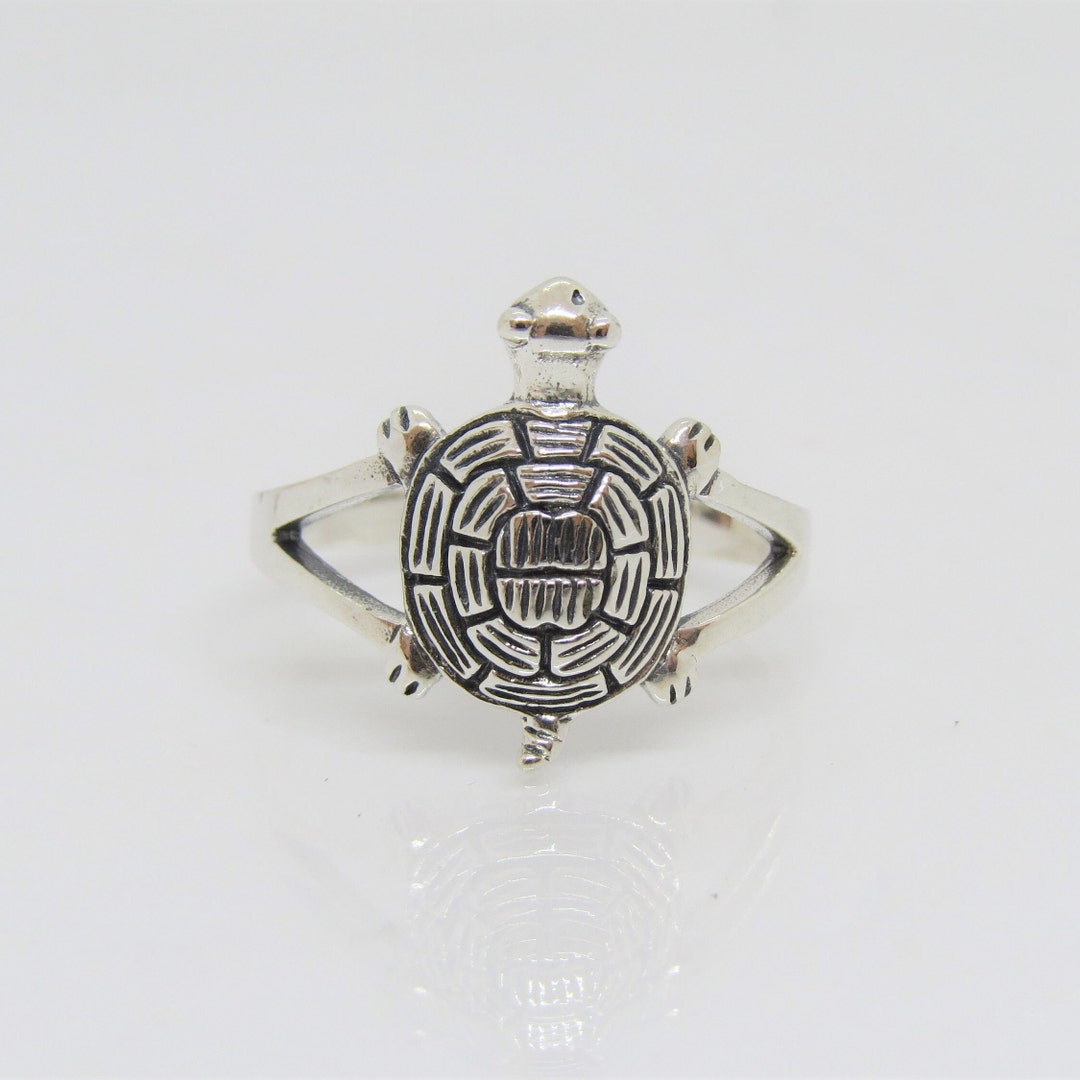 Vintage Sterling Silver Turtle Ring Size 8 - Etsy