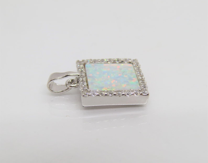 Vintage Sterling Silver White Opal White Topaz Square Pendant - Etsy