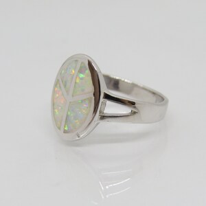 Vintage Sterling Silver White Opal Peace Sign Ring Size 8 - Etsy
