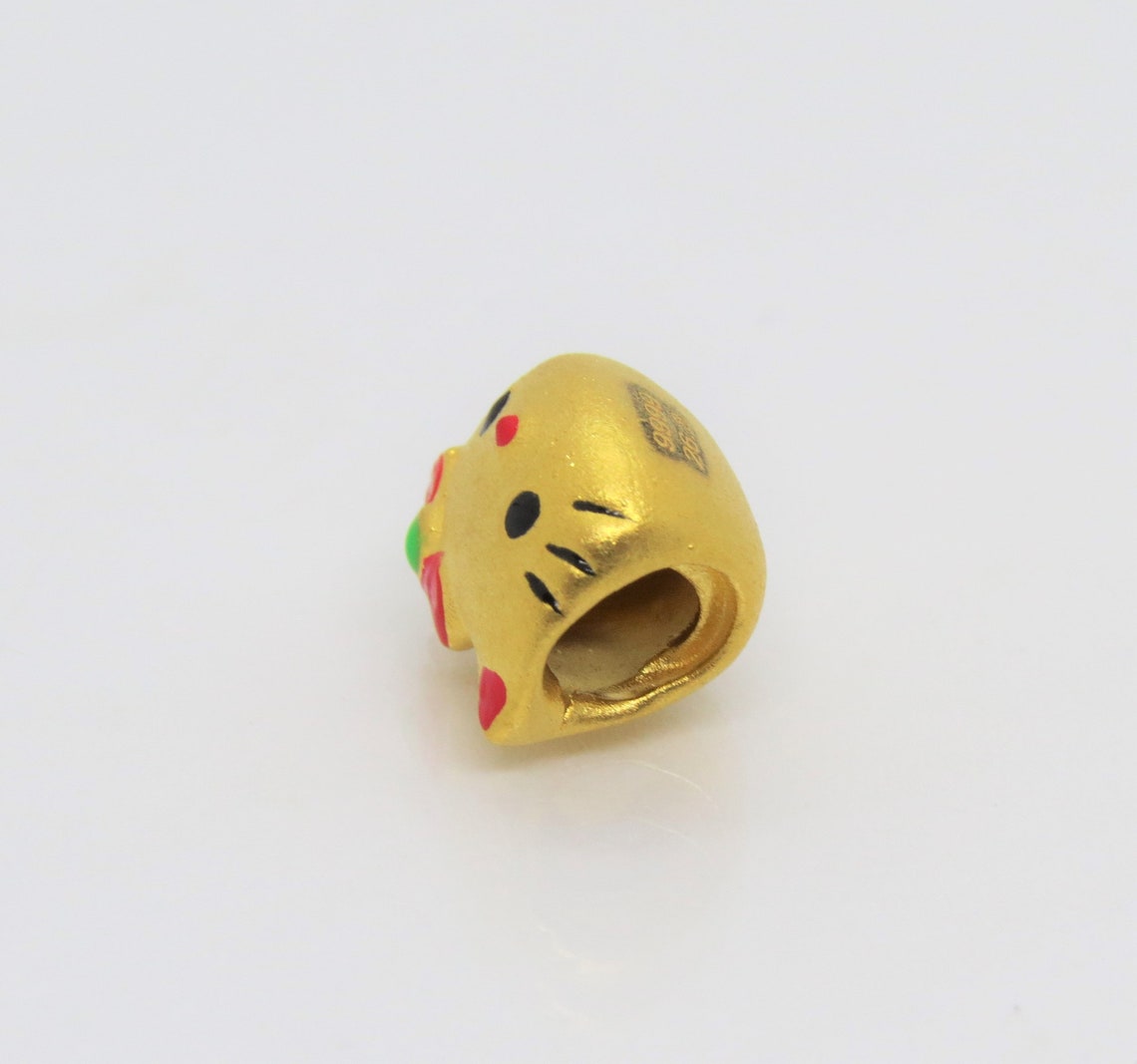 Vintage Pure 24K 9999 Gold Enamel Kitty Cat Charm Bead Pendant - Etsy