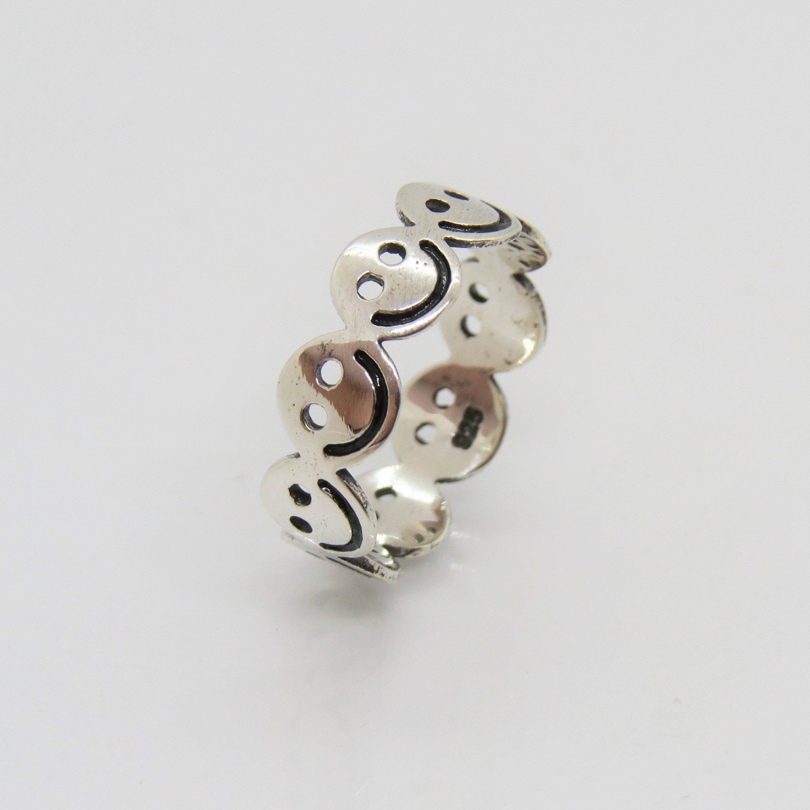 Sterling Silver Face Smiley Band Ring Size 7 - Etsy