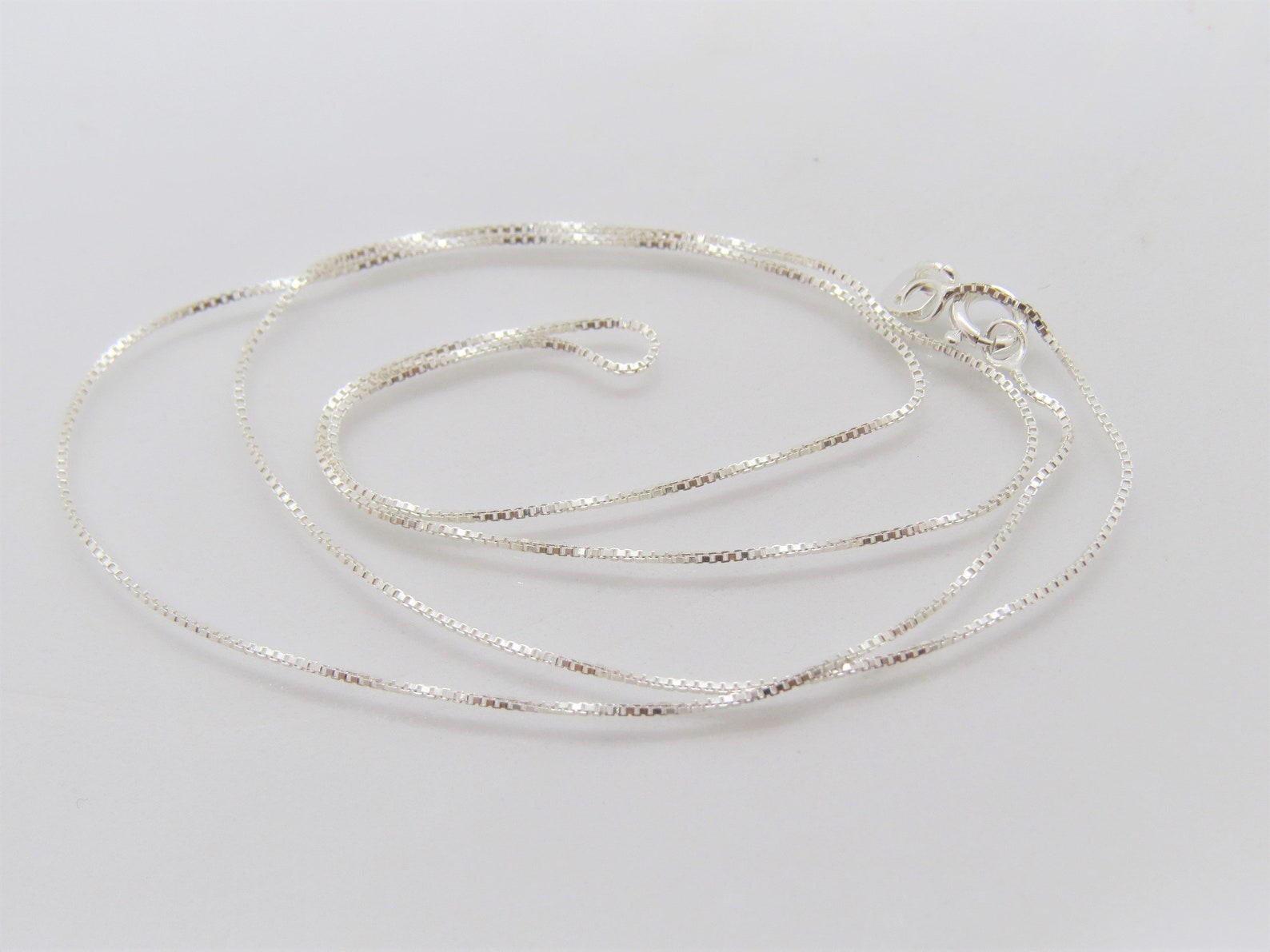 Vintage Sterling Silver Square Box Link Chain 18'' - Etsy