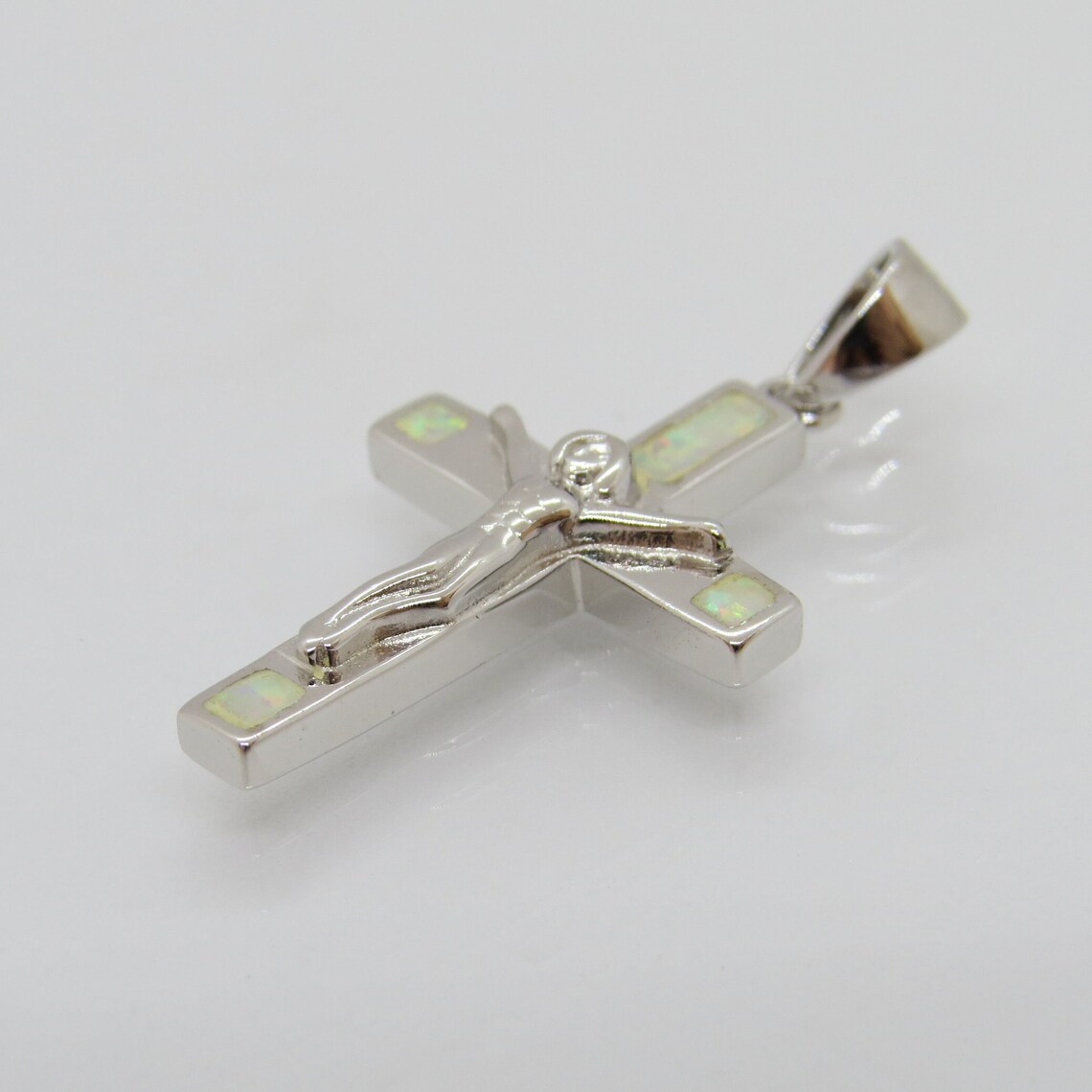 Vintage Sterling Silver White Opal Jesus Cross Charm Pendant - Etsy