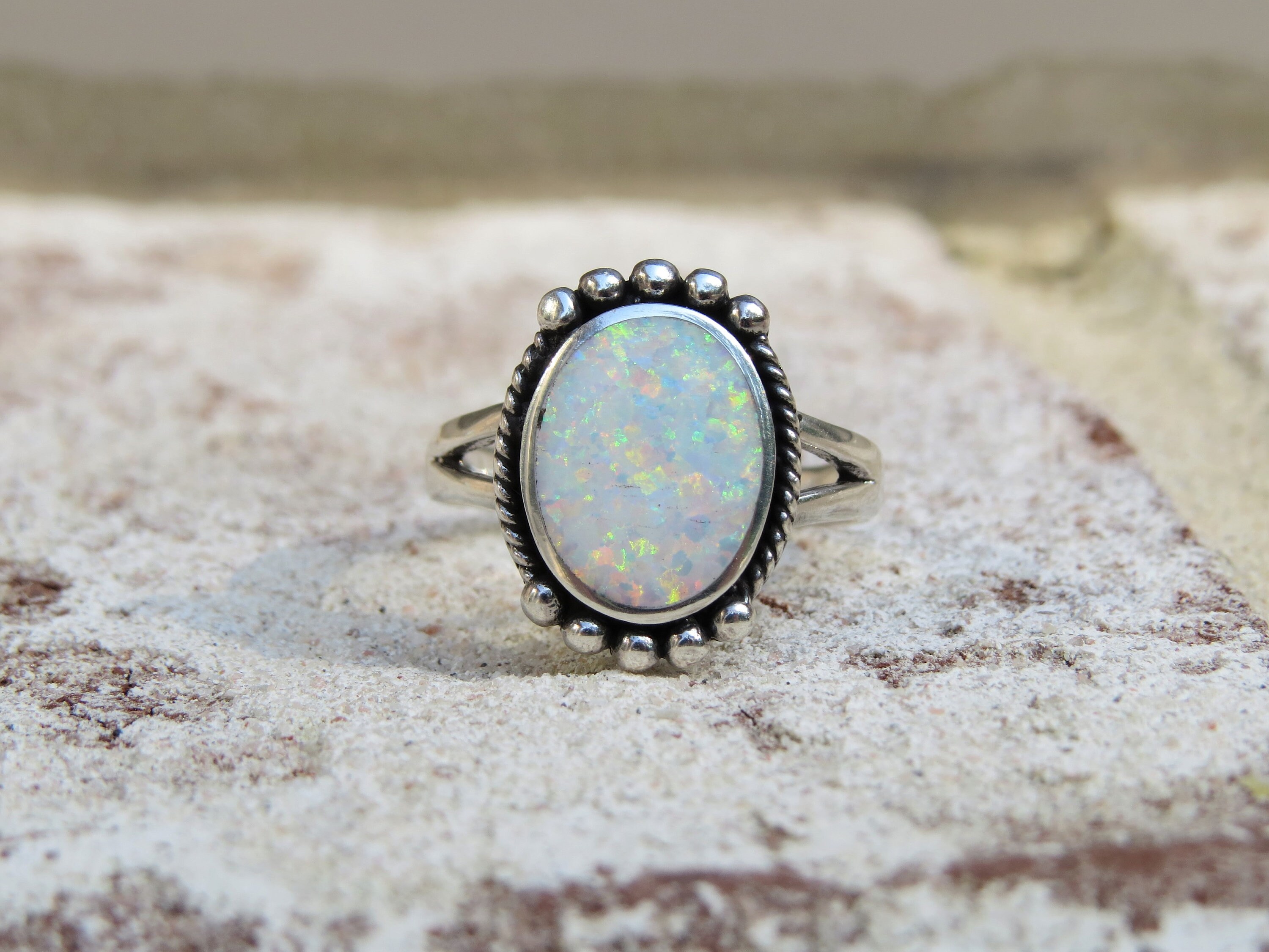 Vintage Sterling Silver Opal Rings