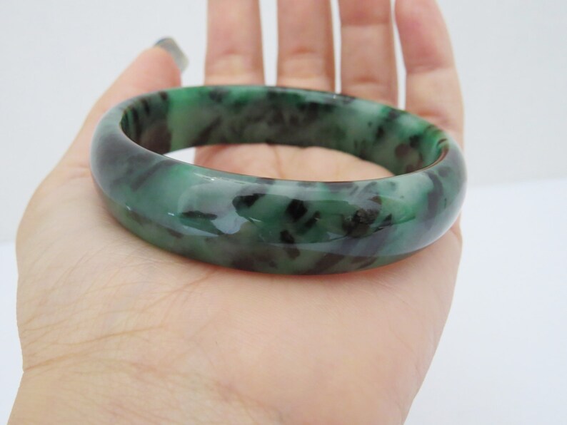 Vintage Translucent Natural Green & Black Rich Floral Jade - Etsy