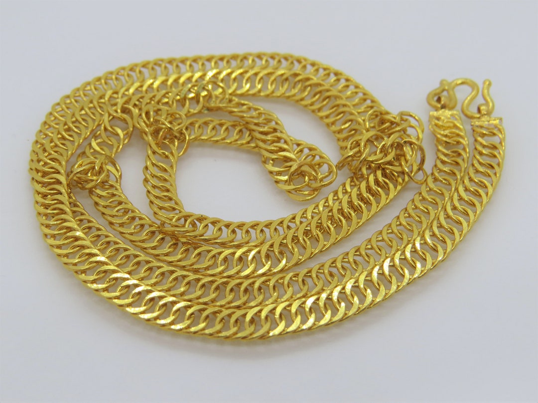 Vintage 24K 980 Solid Gold Cuban Link Chain Necklace 18.5'' - Etsy