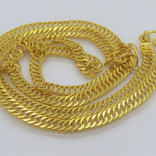 Vintage 24K 980 Solid Gold Cuban Link Chain Necklace - Etsy