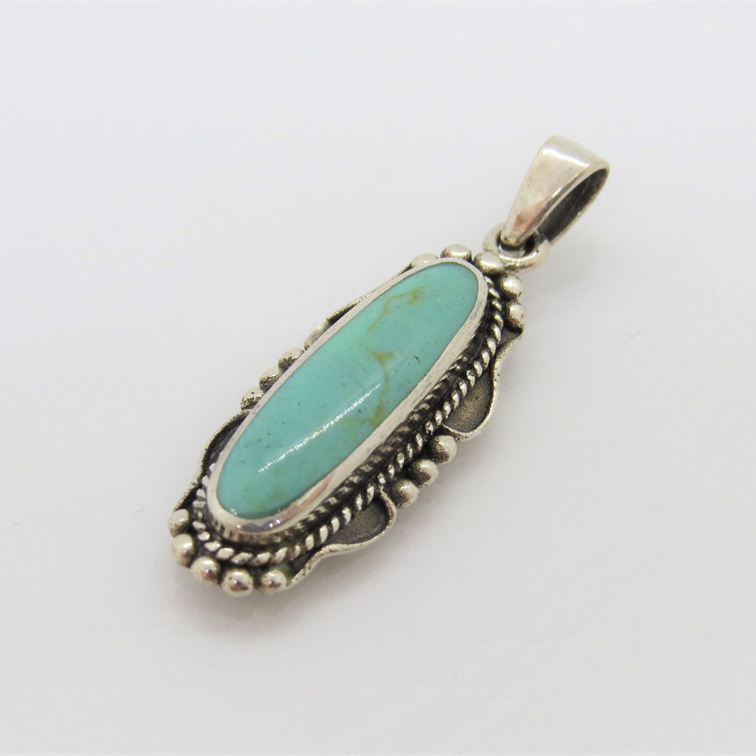 Sterling Silver Turquoise Pendant - Etsy