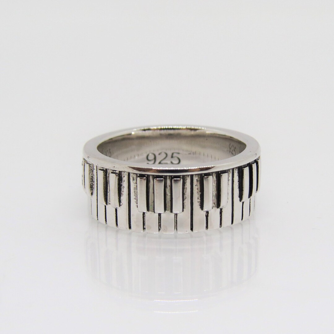 Sterling Silver Piano Keys Heavy Band Ring. - Etsy