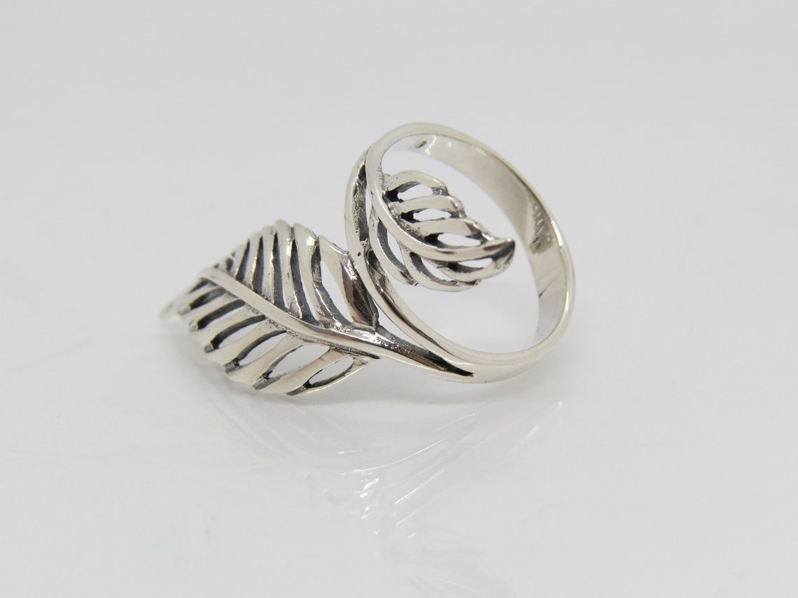 Vintage Sterling Silver Leaves Long Ring Size 7 - Etsy