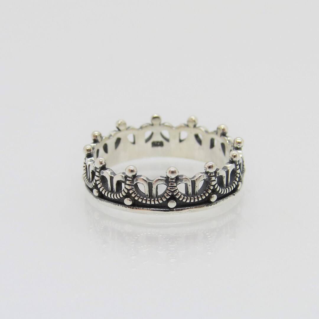 Vintage Sterling Silver Crown Band Ring Size 7 - Etsy