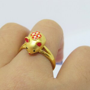 Vintage 24K 999 Gold 3D Red Enamel Rat Ring Size 6,7 - Etsy