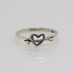 Vintage Sterling Silver Heart Arrow Ring Size 7 - Etsy