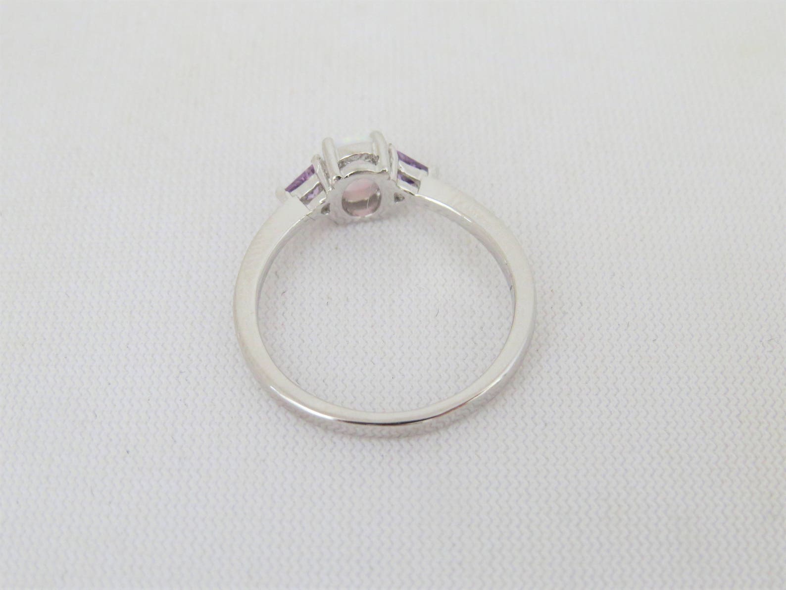 Sterling Silver White Opal & Triangle Amethyst Vintage Ring - Etsy