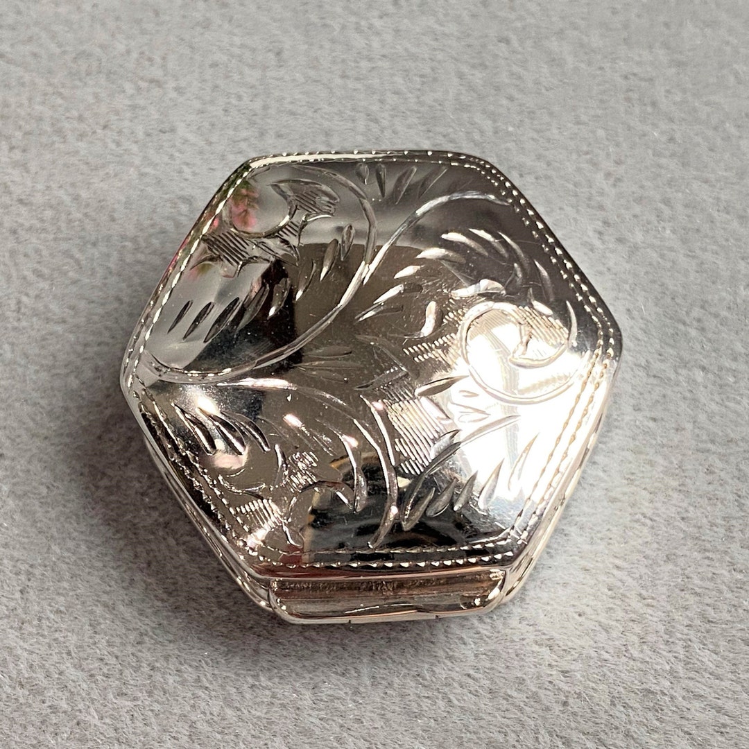 Vintage Sterling Silver Carved Pill Box. - Etsy