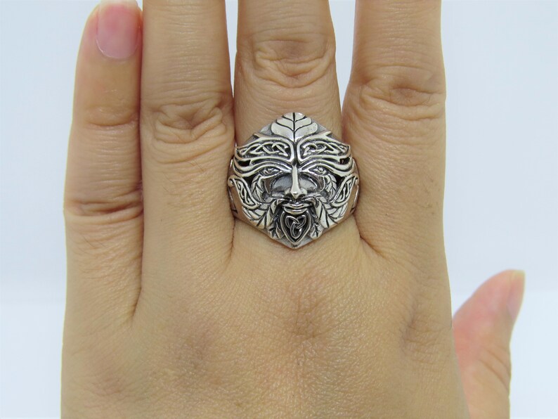 Vintage Sterling Silver Green Man Men's Ring Size 10 | Etsy