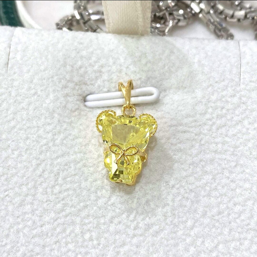 Vintage 15K 610 Solid Gold Yellow Green Sapphire Bear Pendant. - Etsy