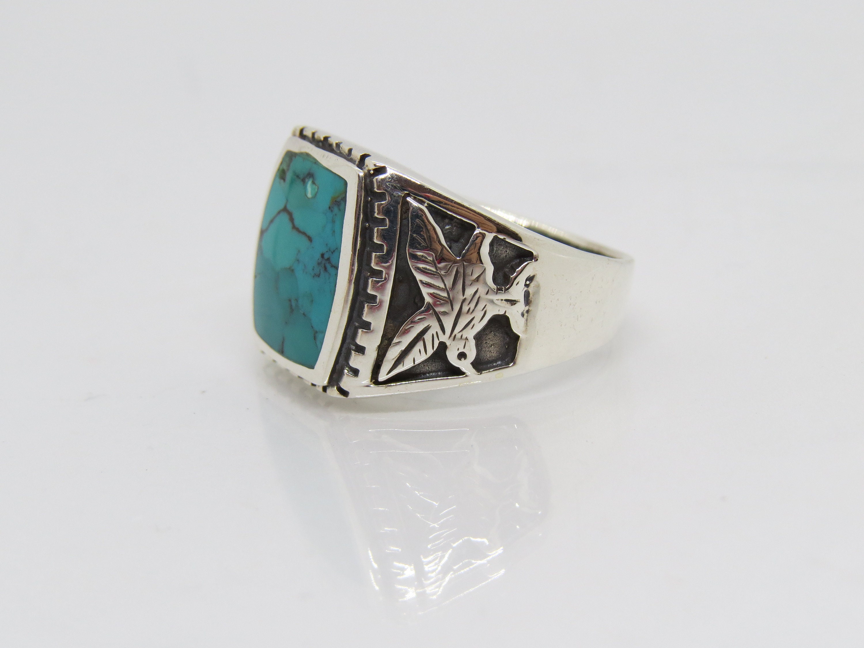 Vintage Sterling Silver Natural Turquoise Hummingbird Ring | Etsy