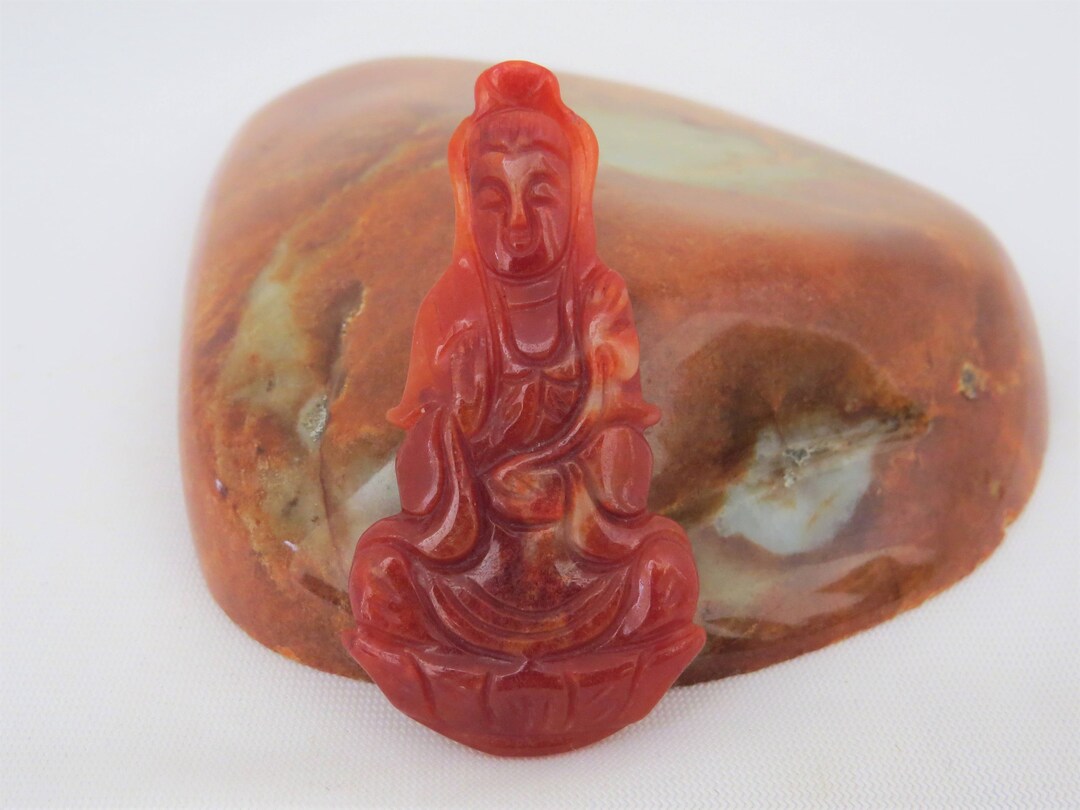Vintage Red Jadeite Jade Quan Yin Buddha Loose Gemstone Make - Etsy