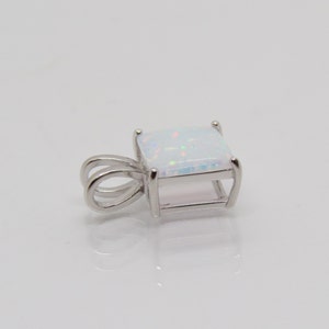 Vintage Sterling Silver Square Cut White Opal Charm Pendant - Etsy